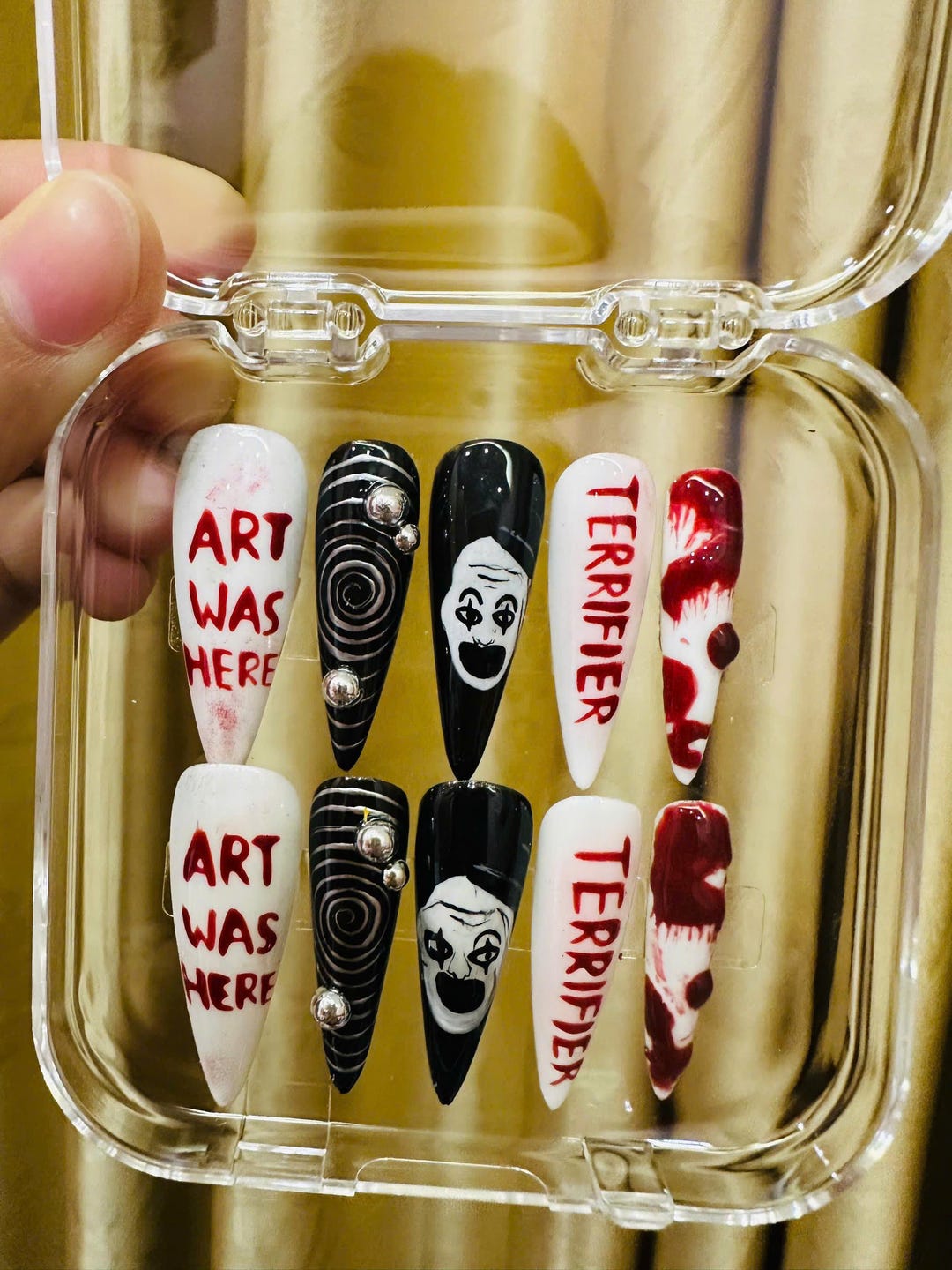 Terrifier Horror Press on Nails – Bloody Halloween Creepy Nail Art - Etsy