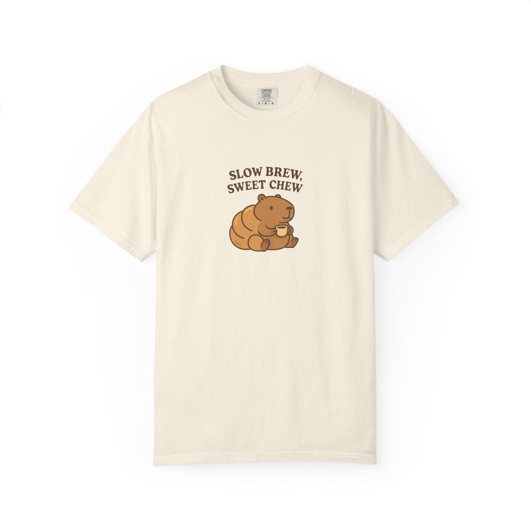 Chill Capybara Croissant T-shirt: Kawaii Coffee Lover Tee - Etsy