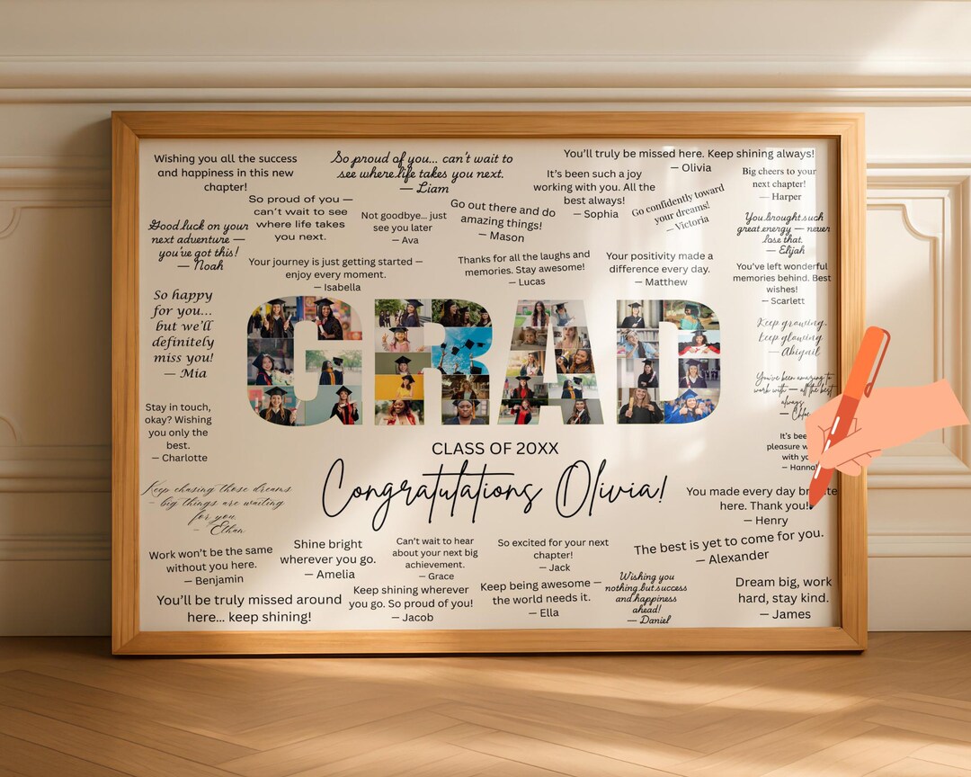 Graduation Photo Collage Poster Template, Customizable Guestbook Sign ...