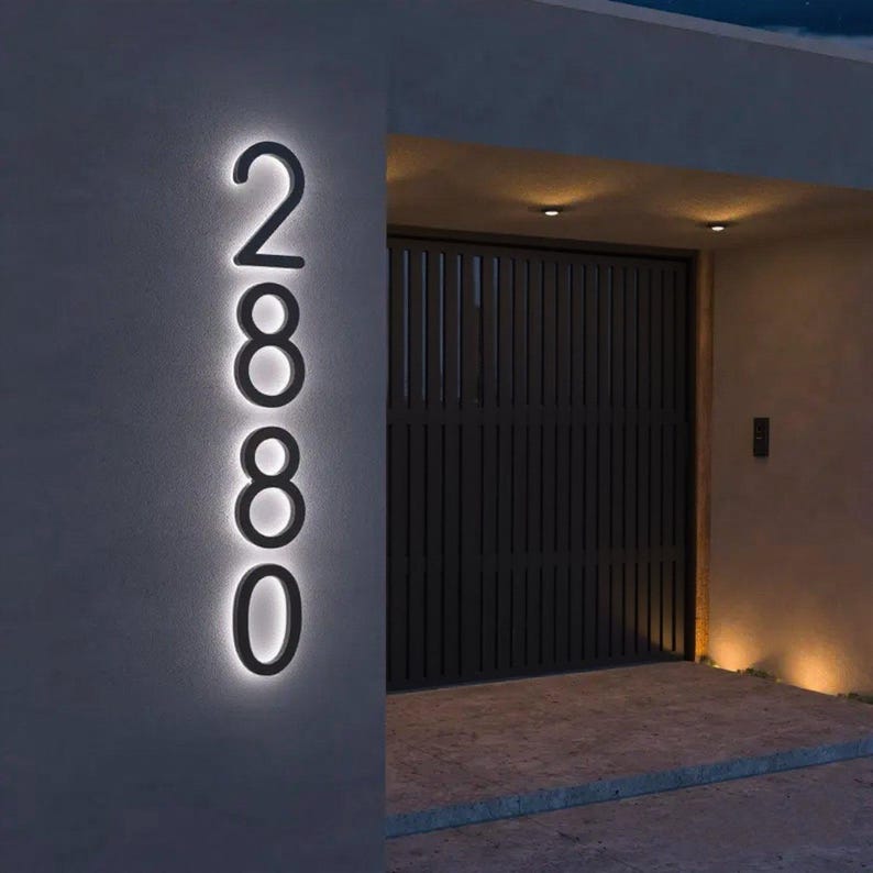 Luxury Metal Address Sign | Modern House Numbers Plaque | Custom Laser ...