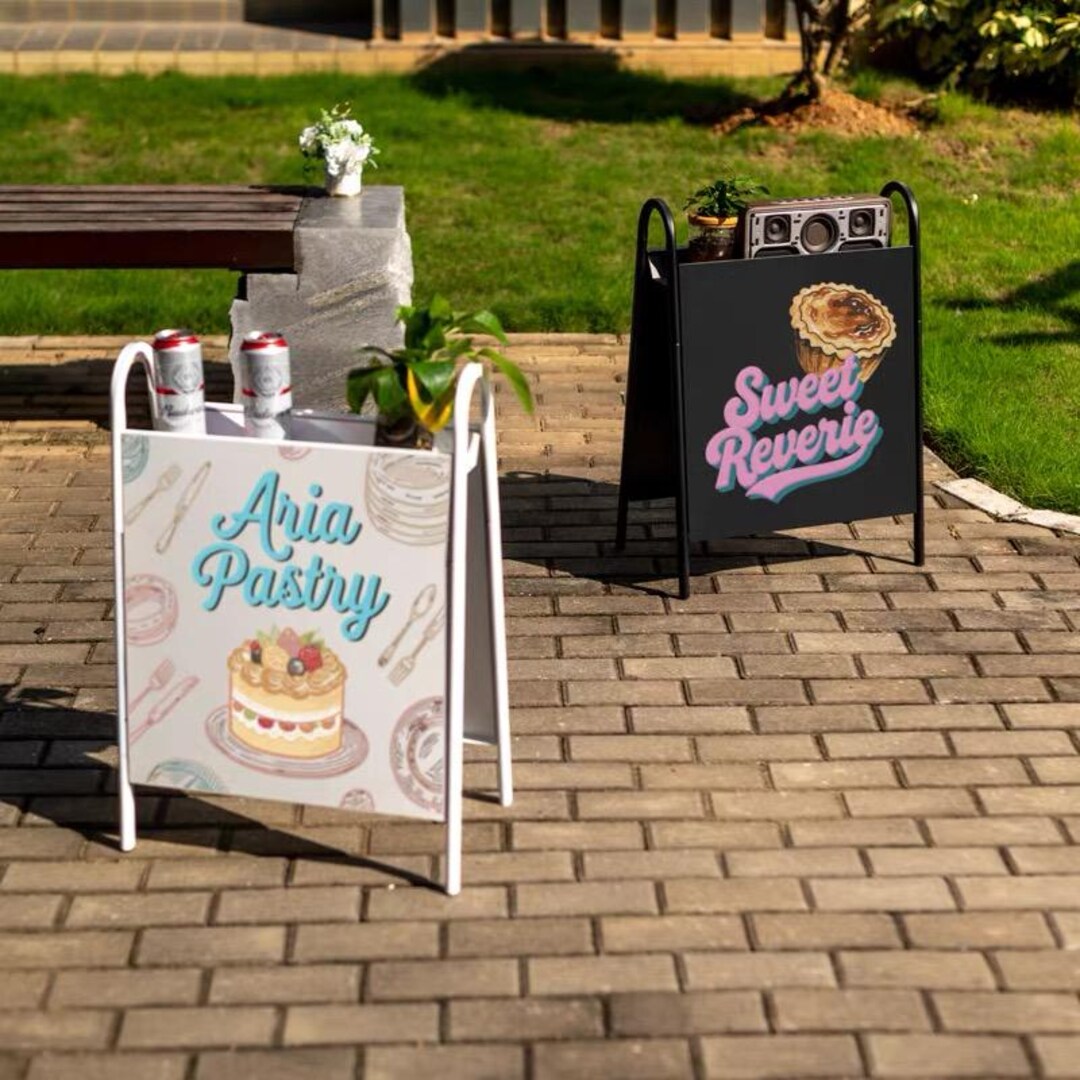Contemporary Metal Standing Sign | Outdoor Advertising Display | Custom ...
