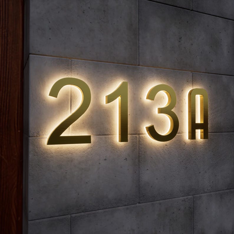 Luxury Metal Address Sign | Modern House Numbers Plaque | Custom Laser ...