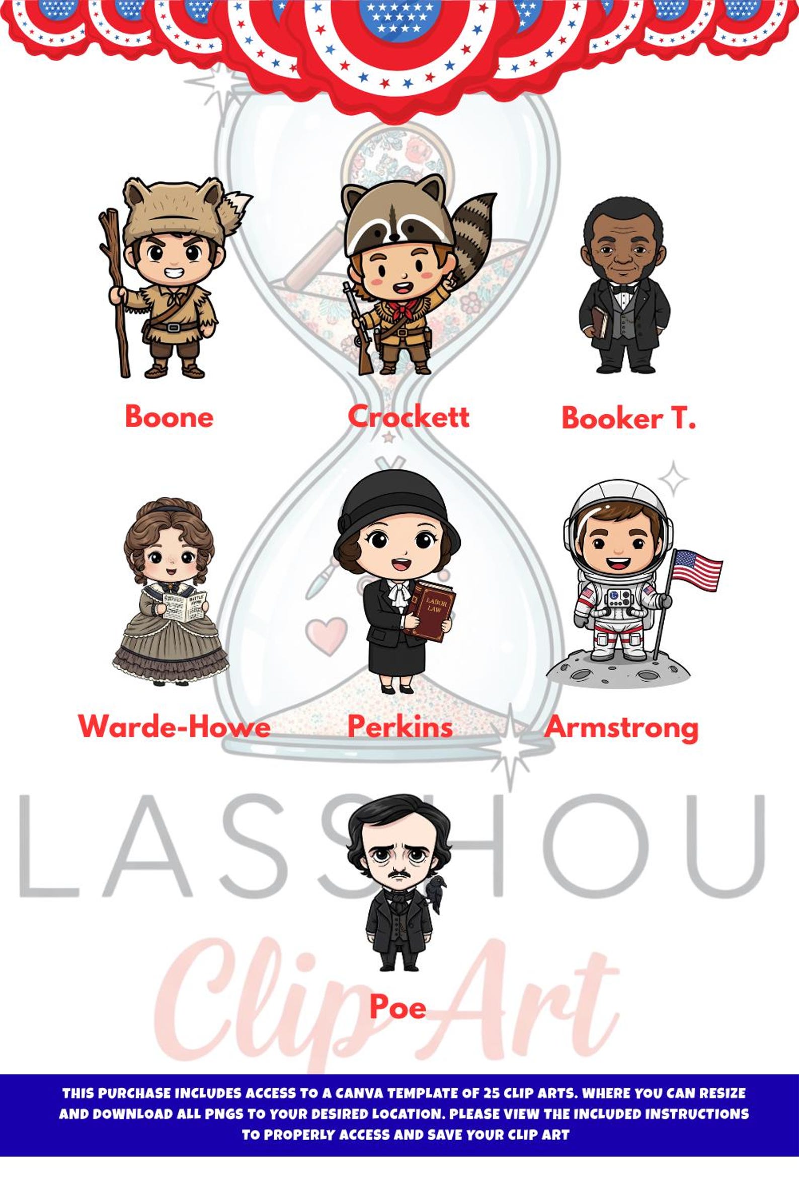 25 Chibi USA Historical Figures Clip Art Bundle | Cute American History ...