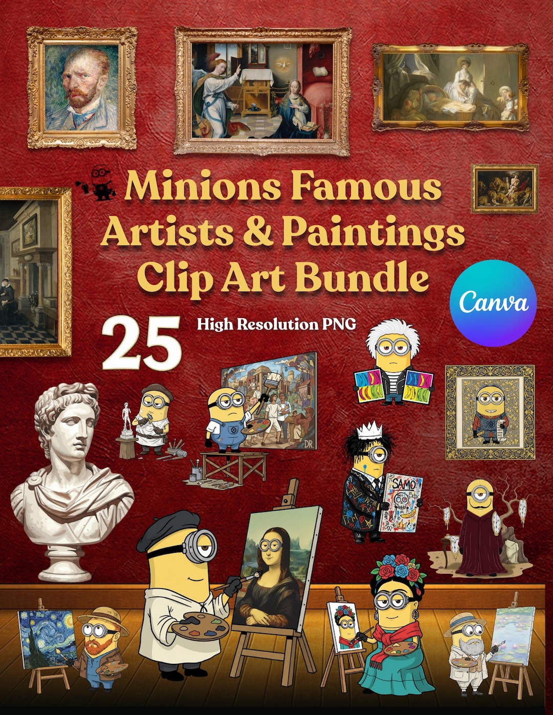 Minions as Artists Clip Art | Famous Paintings, PNG Files (canva ...