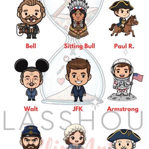 25 Chibi USA Historical Figures Clip Art Bundle | Cute American History ...