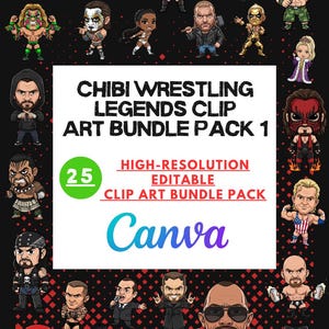 Chibi Wrestling Legends Clipart Bundle: Retro Cartoon Wrestler PNG ...