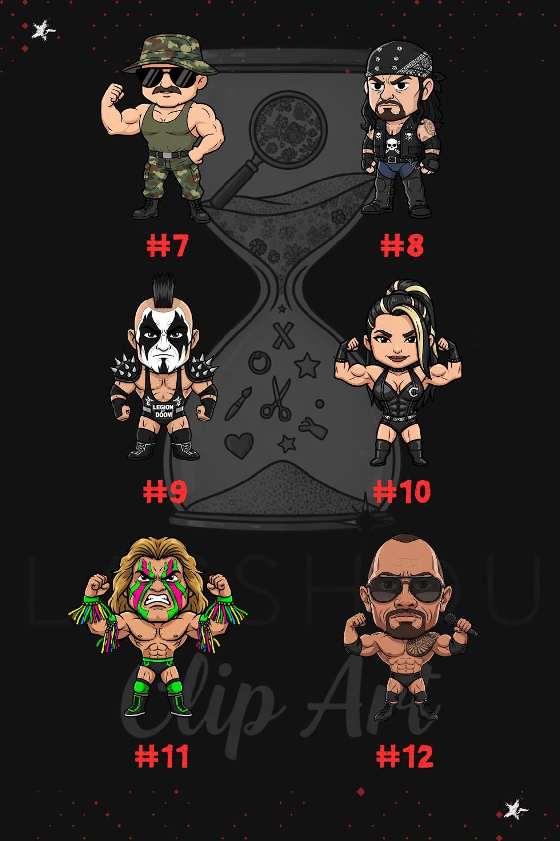 Chibi Wrestling Legends Clipart Bundle: Retro Cartoon Wrestler PNG ...