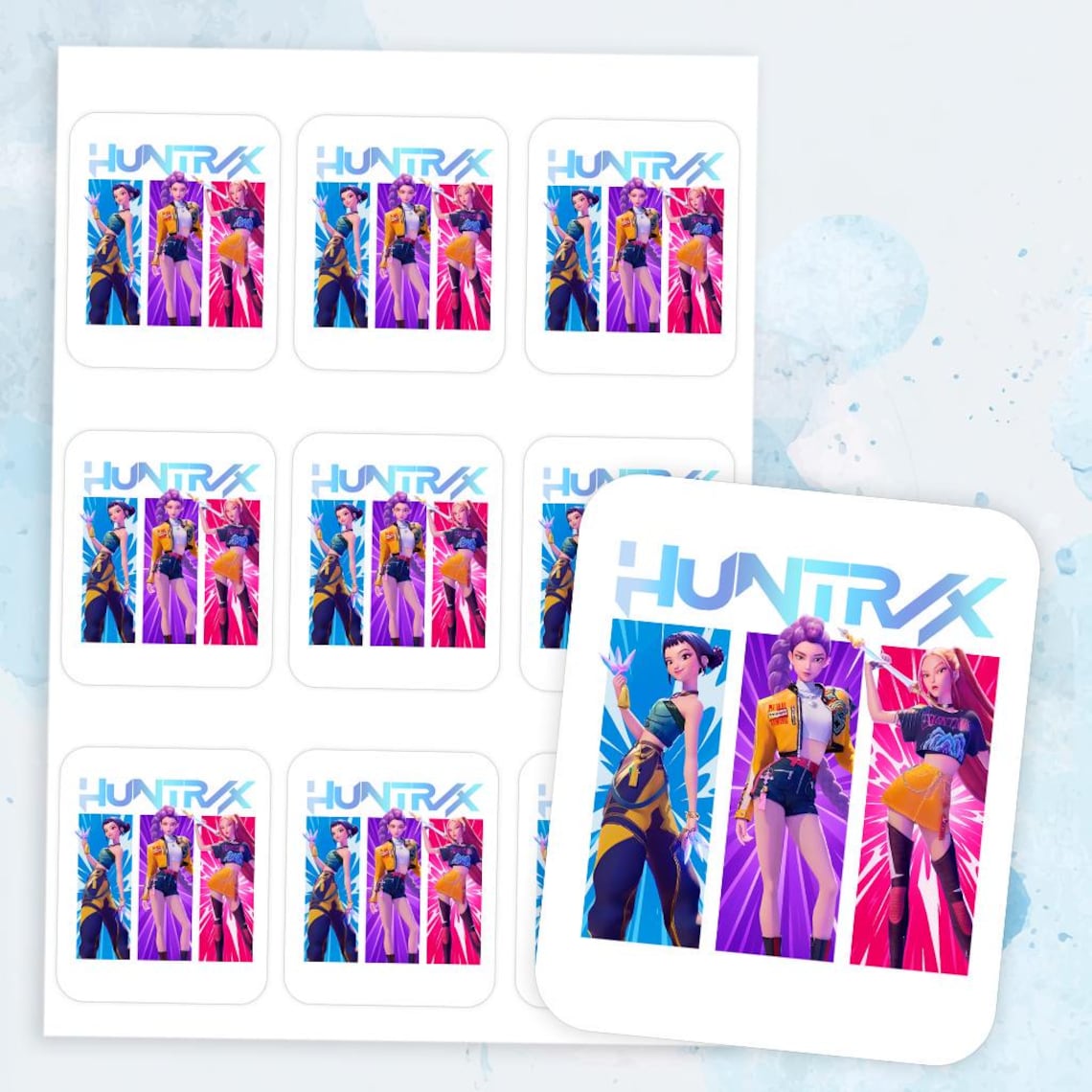 Printed & Shipped Huntrix D3 Party Bag Stickers Rectangular Birthday ...