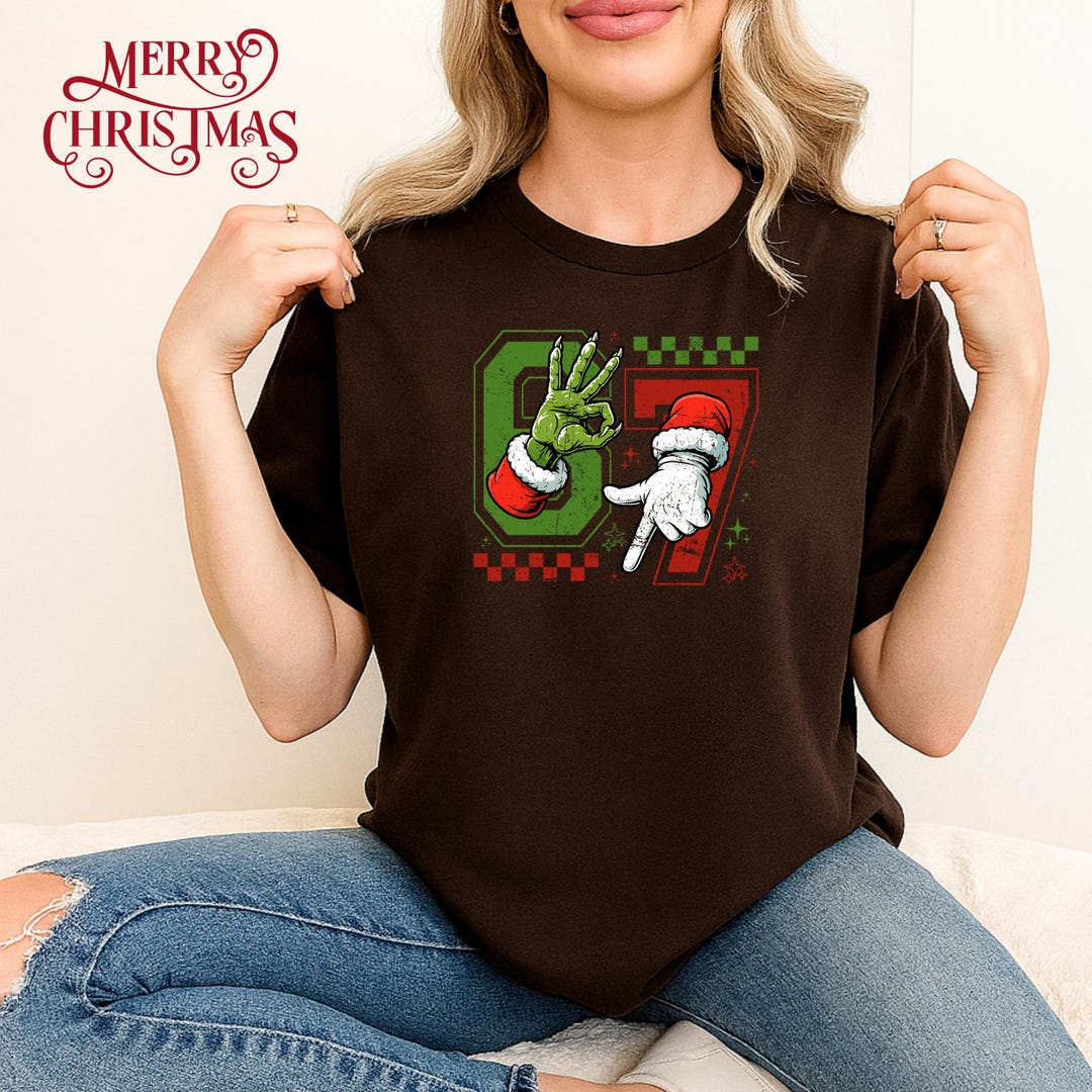Grinch & Santa Hand Signal Christmas T-shirt, Funny Xmas Meme Tee - Etsy UK