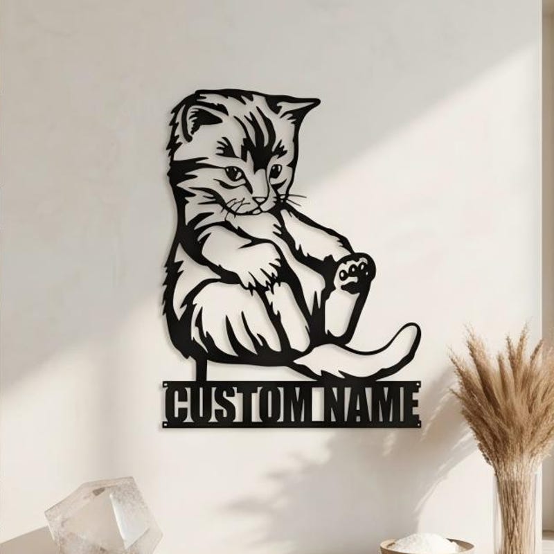 Green Tabby Cat Wall Art - Etsy