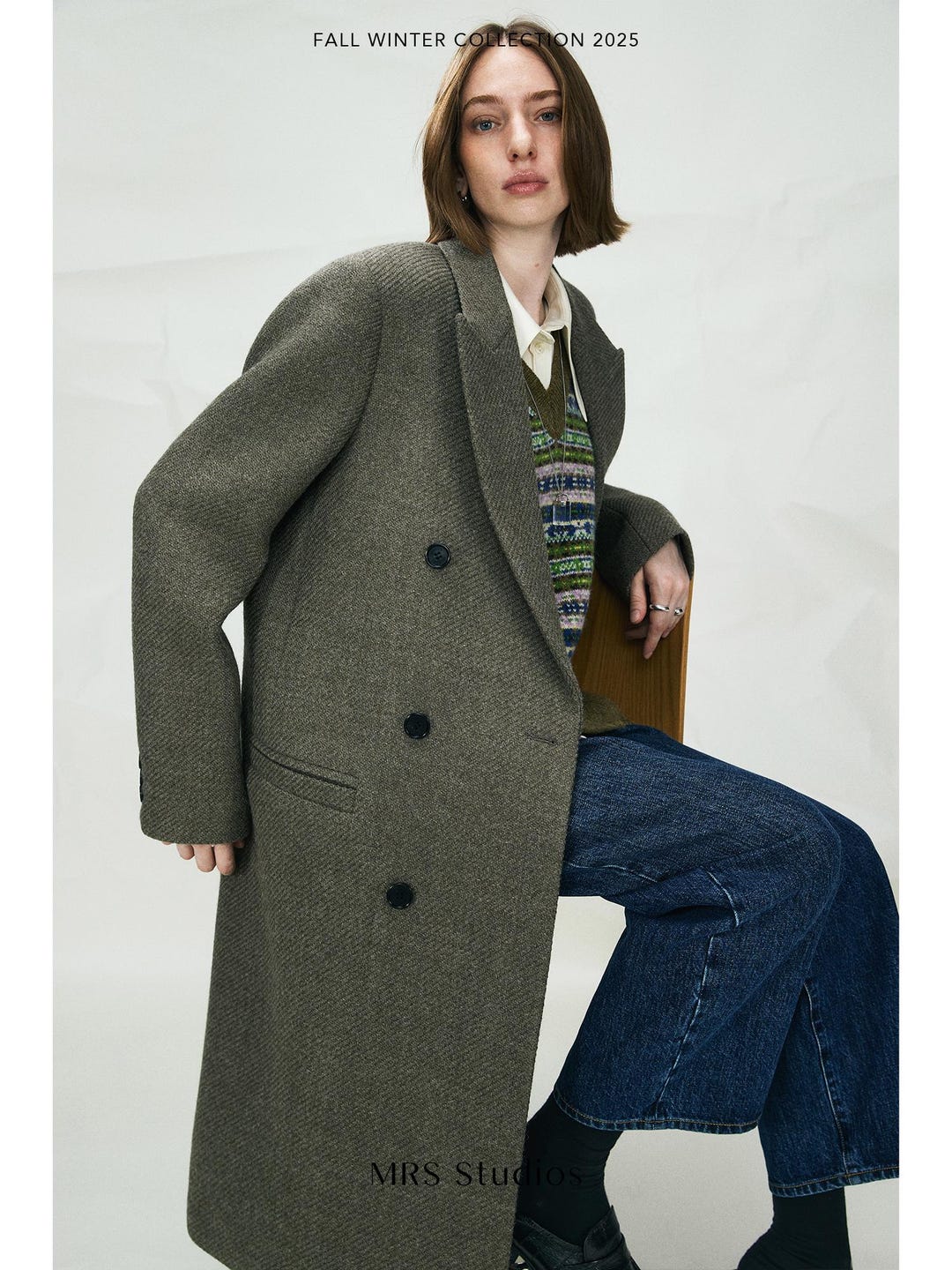 Italian ANGELICO 100% Wool Long Coat | Double-breasted Tailored ...