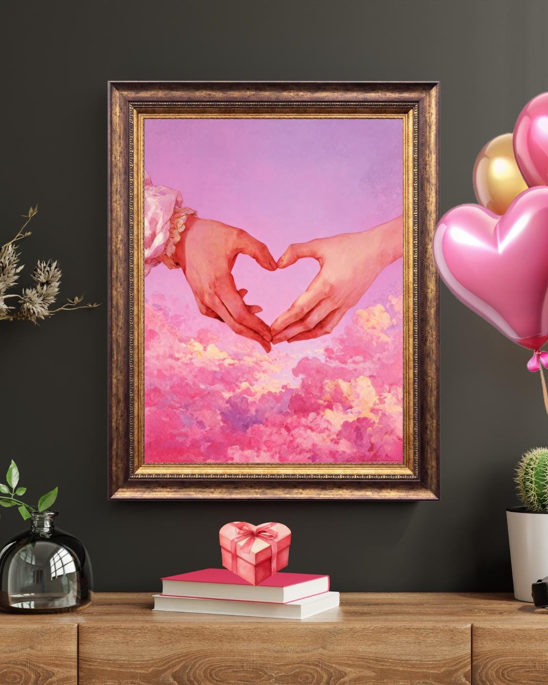 Valentine’s Day Poster, Heart Wall Art, Romantic Hands Forming Heart ...