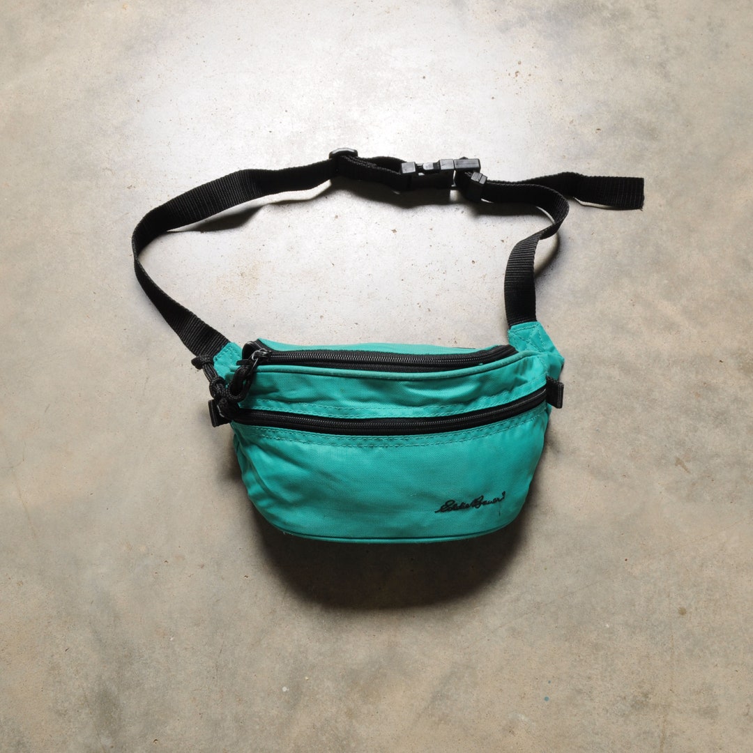 Vintage 80s Eddie Bauer Fanny Pack Bum Bag Hip Bag Black Teal Blue ...