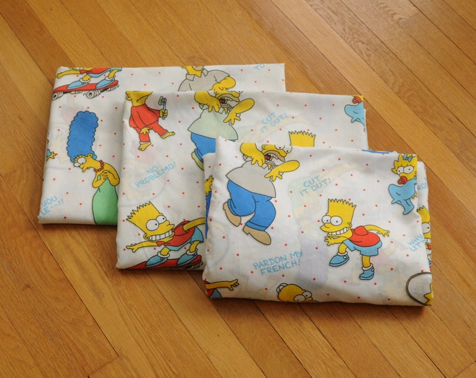 90s the Simpsons Bed Sheet 1990 Bedding Twin Flat Fitted Set Fabric ...