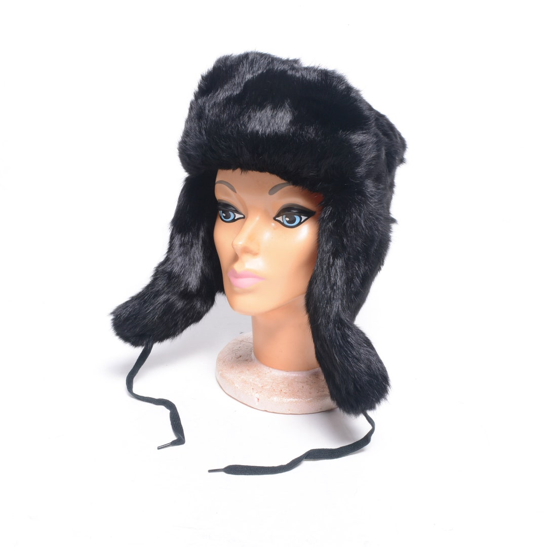 Vintage 70s Fur Hat Winter Ear Flap Cap Hunting Workwear 1960 1970 Men ...