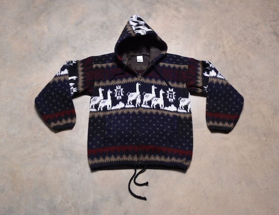 Ecuadorian Alpaca Cardigan Hooded Sweater - munimoro.gob.pe