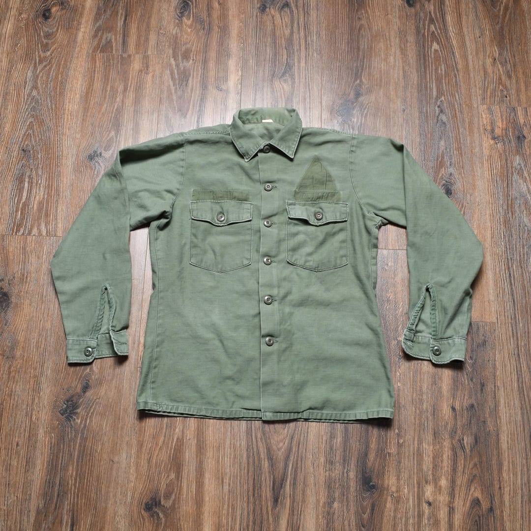 Vintage 70s US Military Army Utility Shirt Vietnam War Era Army Shirt M ...