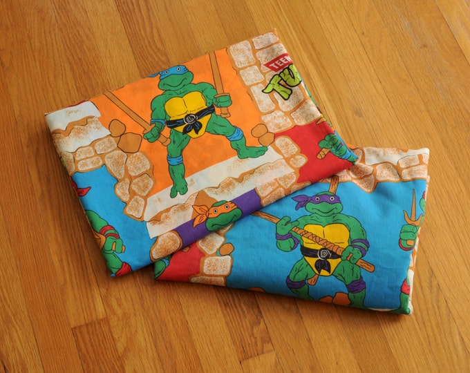 TMNT Teenage Mutant Ninja Turtles Bed Sheet Set Fabric 1988 Mirage ...