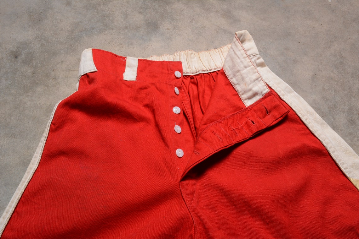 Vintage 50s Baseball Uniform Pants White Red Stripe Athletic Sport Men ...
