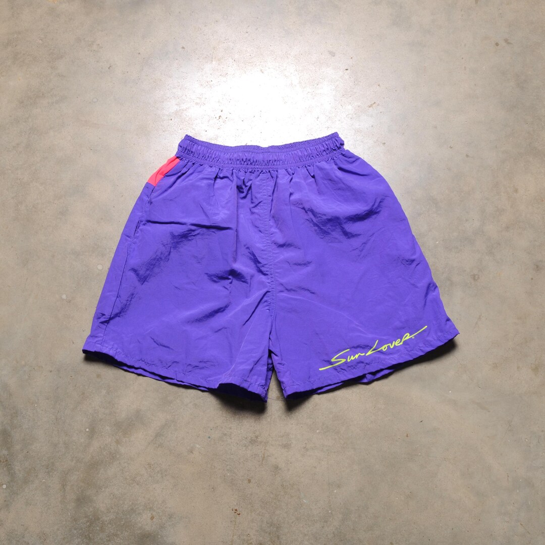 Vintage 80s 90s Swim Trunks Sun Lover Bathing Suit Gym Short Athletic ...