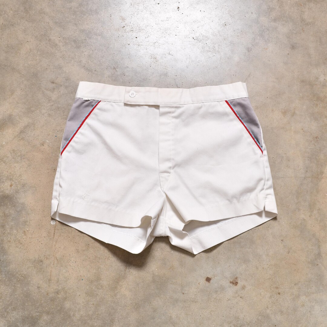 Vintage 70s 80s Jockey Trunks Gray White Red Stripe Tennis Shorts Gym ...