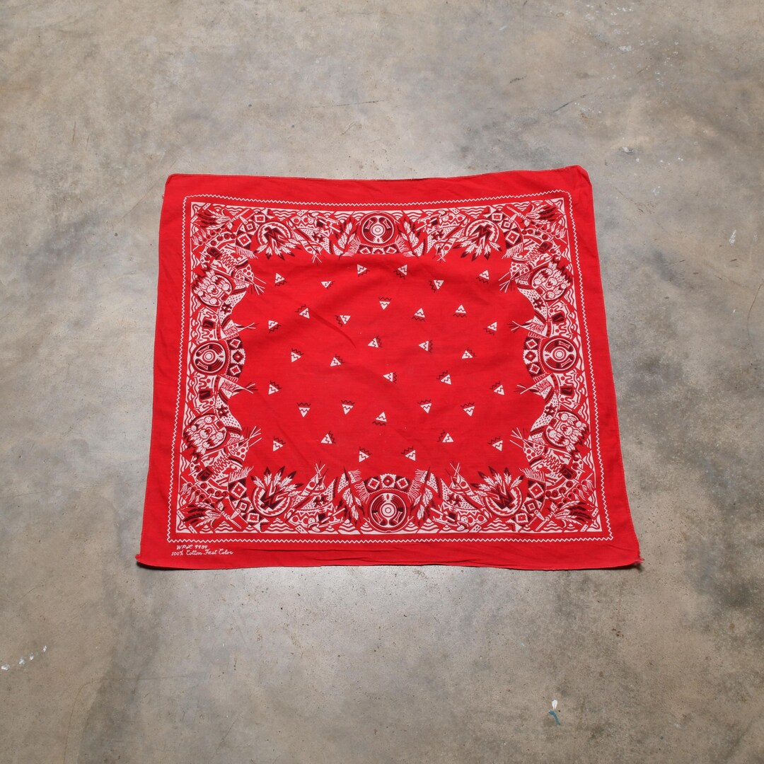 Vintage 50s Native American Print Bandana Fast Color 100% Cotton ...