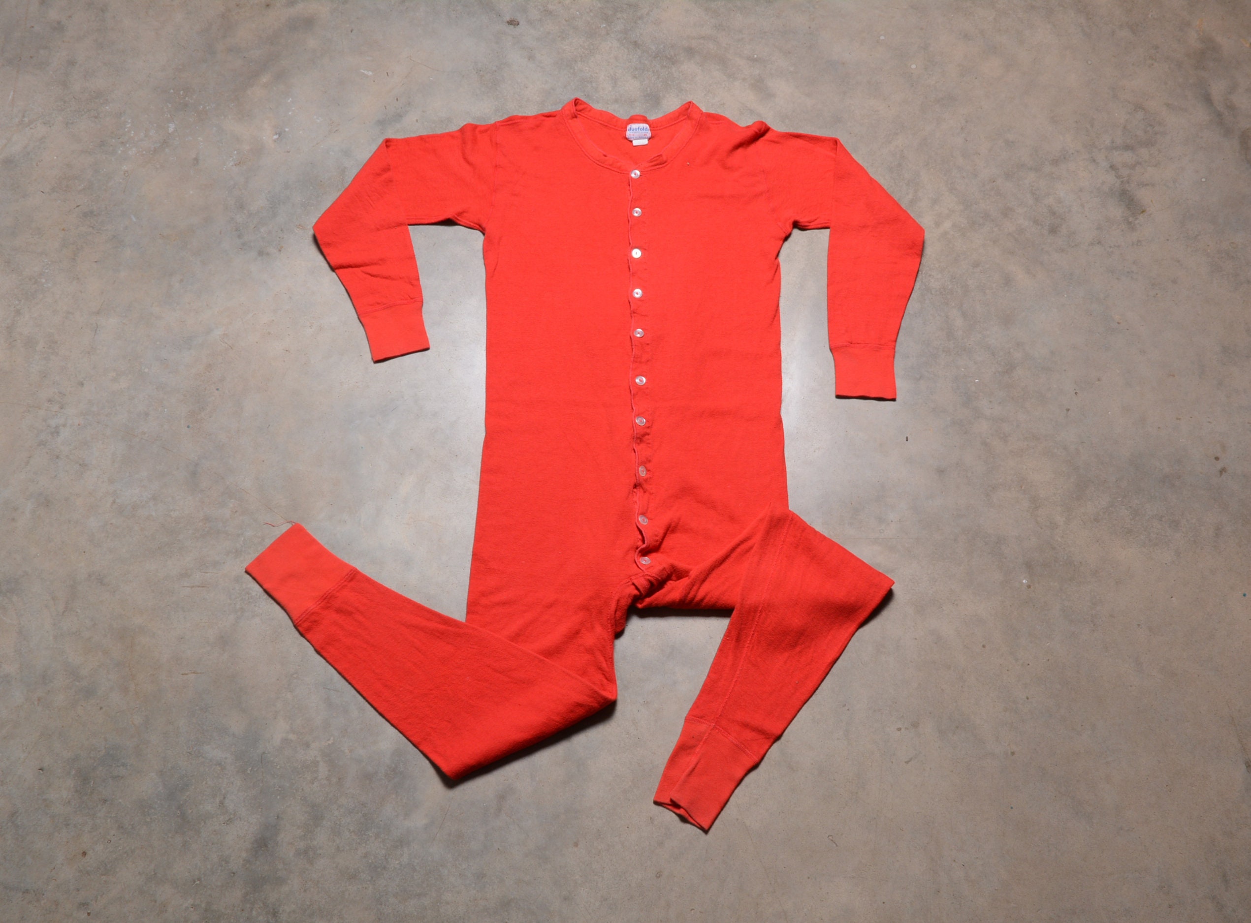 Vintage Union Suit Red Onesie Thermal Underwear One Piece 60s Canada ...