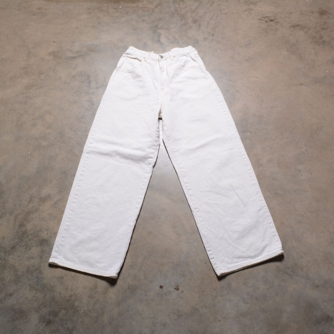 Vintage 90s Wide Leg Jeans Limited White Denim High Wait Baggy Loose ...