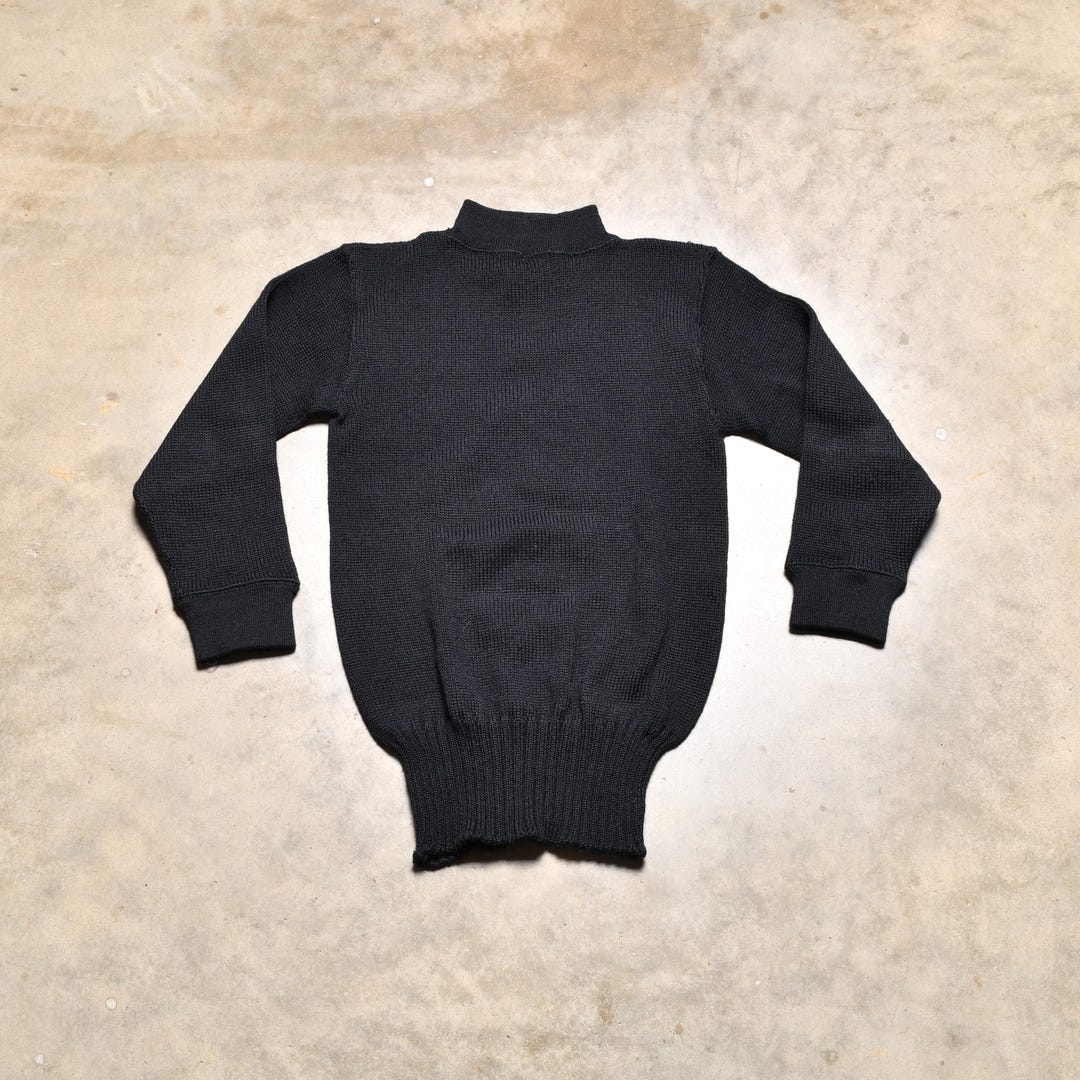 Vintage 40s US Navy Deck Sweater Mock Neck Black Wool Pullover Jumper ...