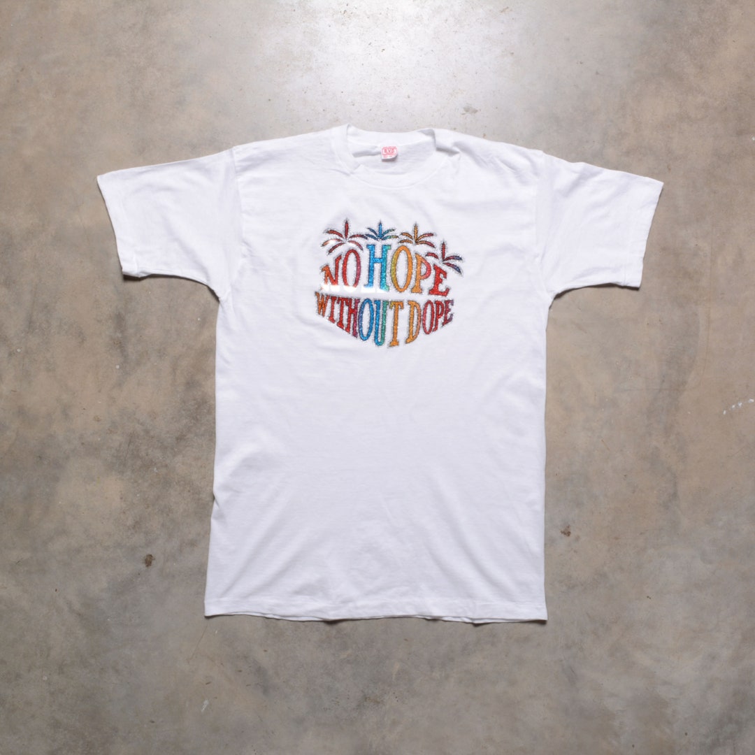 Vintage 70s No Hope Without Dope Iron on T-shirt Rainbow Glitter ...