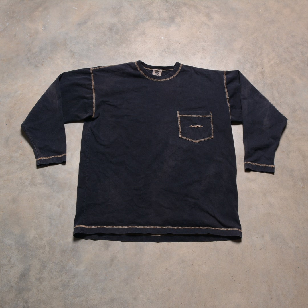 Vintage JNCO T-shirt Long Sleeve Pocket Tee Contrast Stitch Skate Rave ...