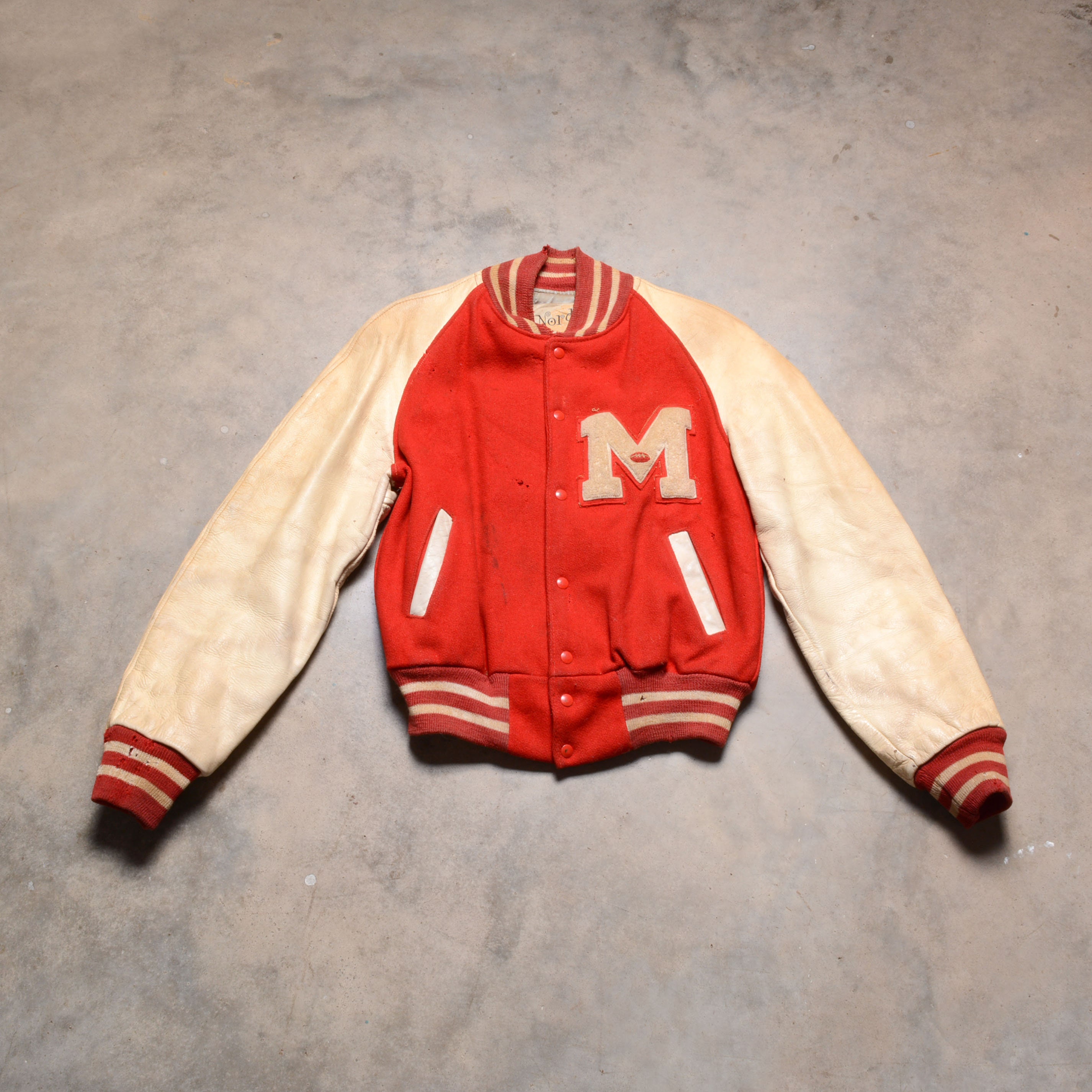 Vintage 40s Varsity Jacket Letterman White Red M Football Vintage 40s Varsity Jacket Letterman White Red M Football