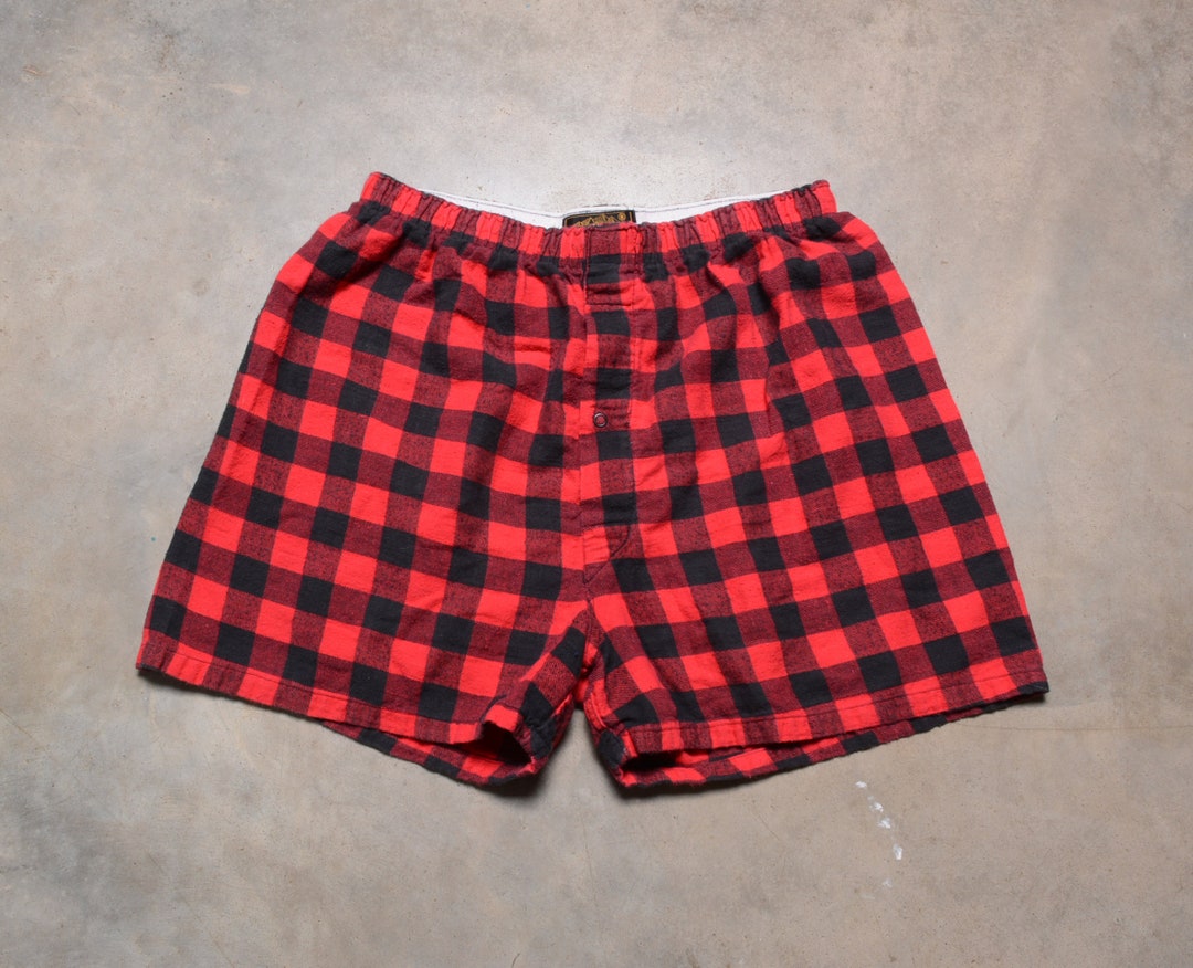 Vintage 90s Eddie Bauer Boxer Shorts 1990 Men Women Unisex Red Black ...