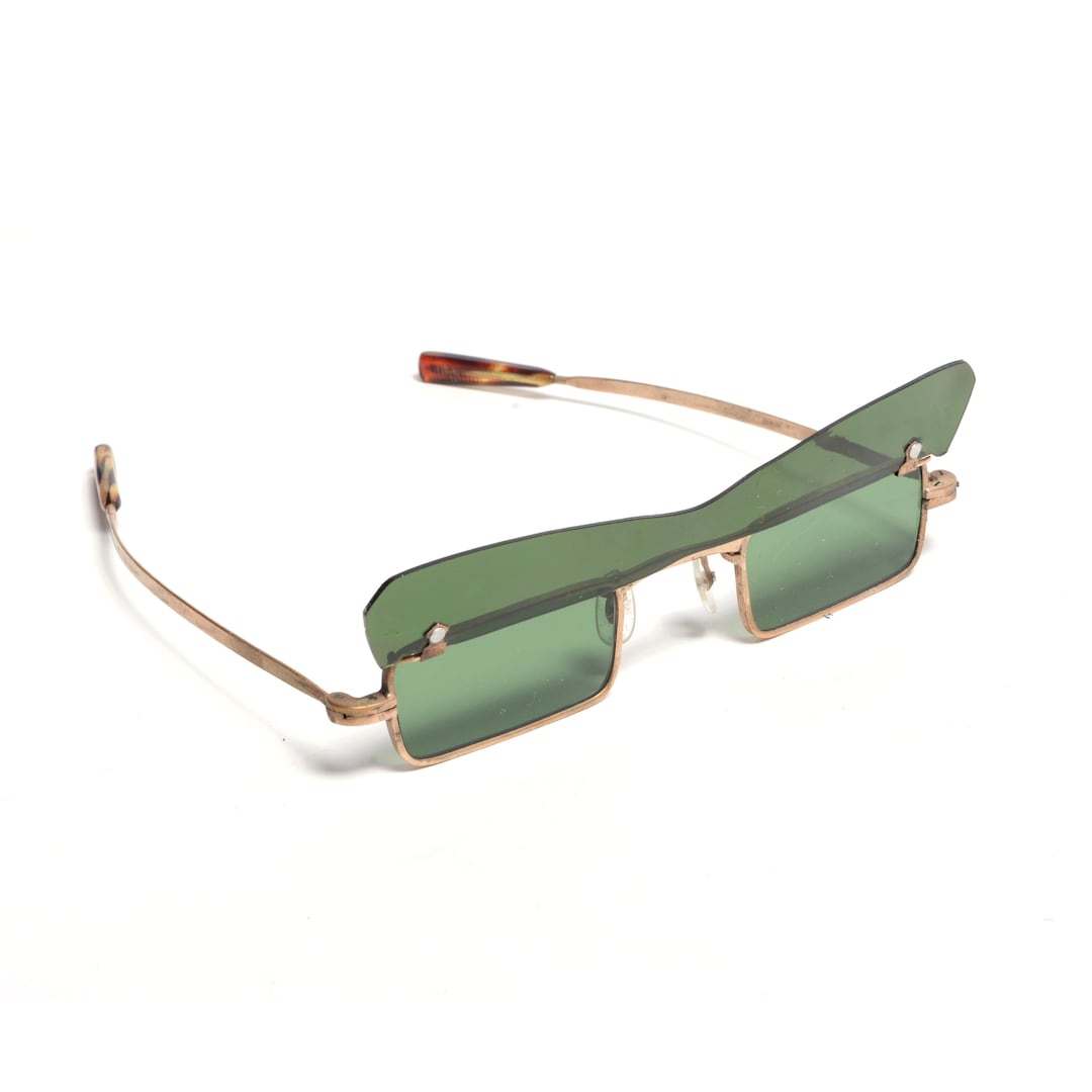 Vintage Eyewear 60s Pat Boone Sunglasses Green Tint Lens Visor 1960 Small Rectangle Granny ...