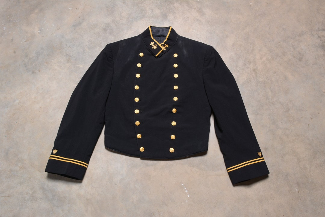Vintage US Navy Uniform Jacket Double Breast Black Gold Button Hart ...