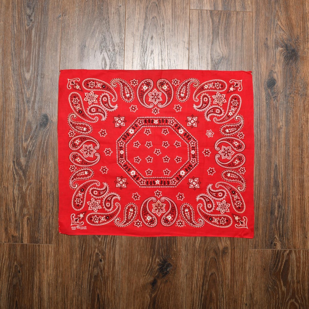 Vintage 50s Paisley Octagon Print Bandana Elephant Trunk up Fast Color ...