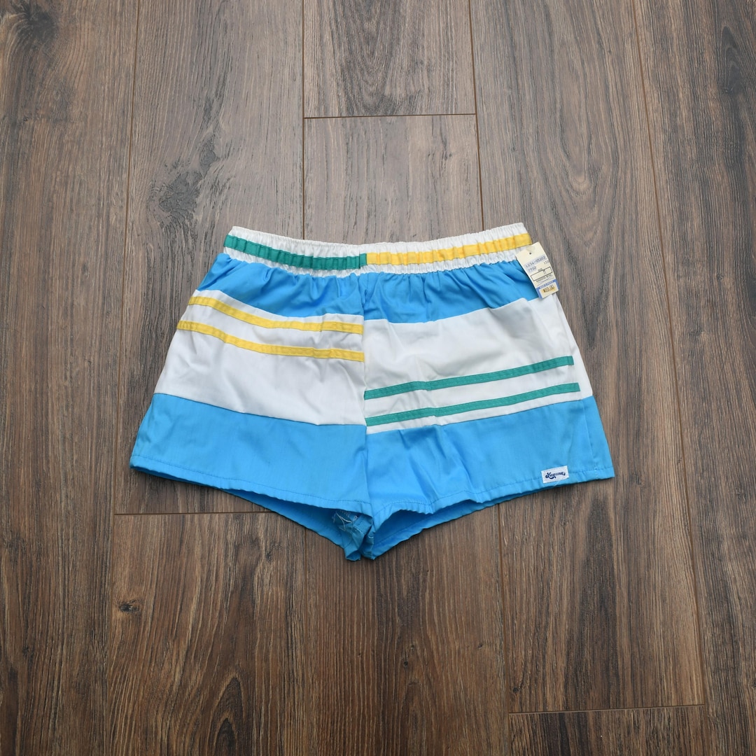 Vintage 80s Swim Trunks Laguna Bathing Suit Gym Short Athletic White ...
