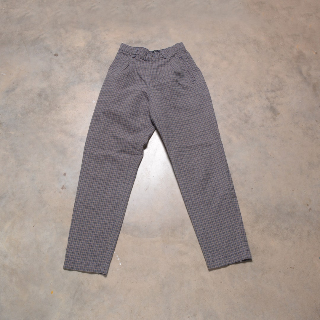 Vintage 80s 90s Lee Riveted Plaid Pants Baggy Taper Pleated High Waist ...