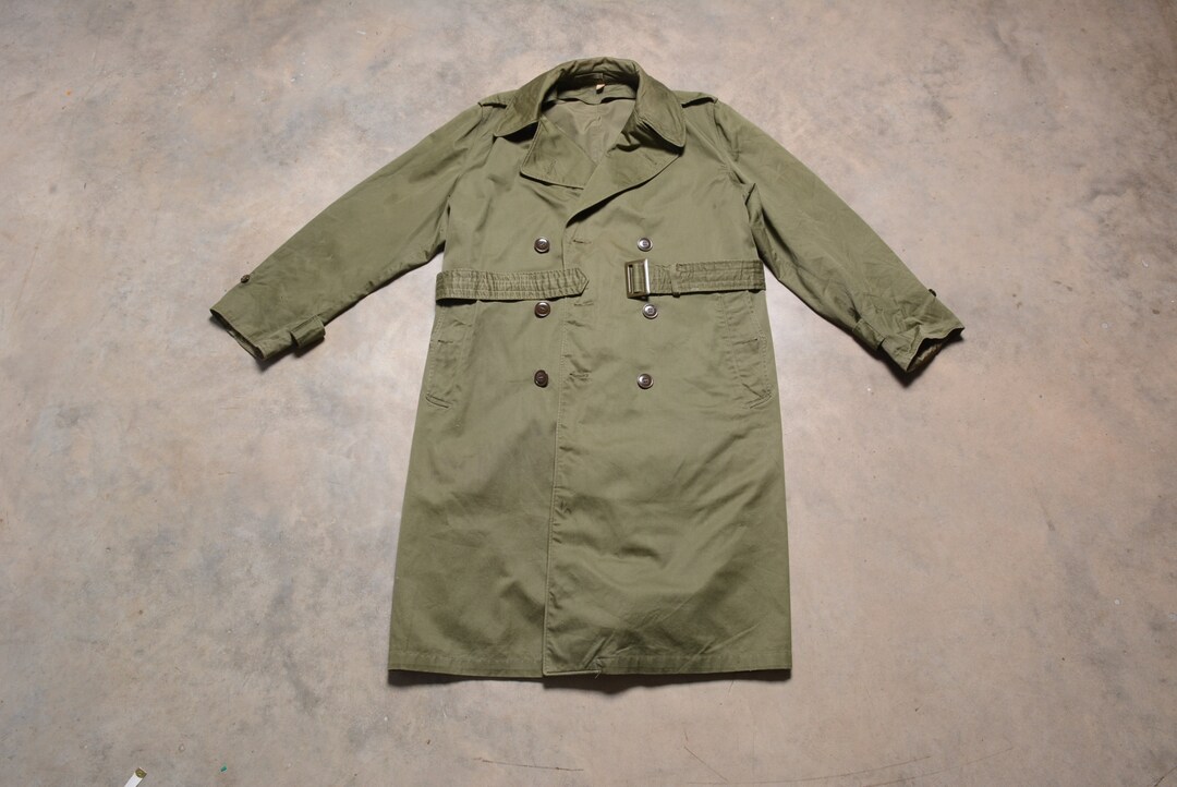 Vintage 50s Army Jacket Full Lining Trench Belt Waist 1950 Korean War ...