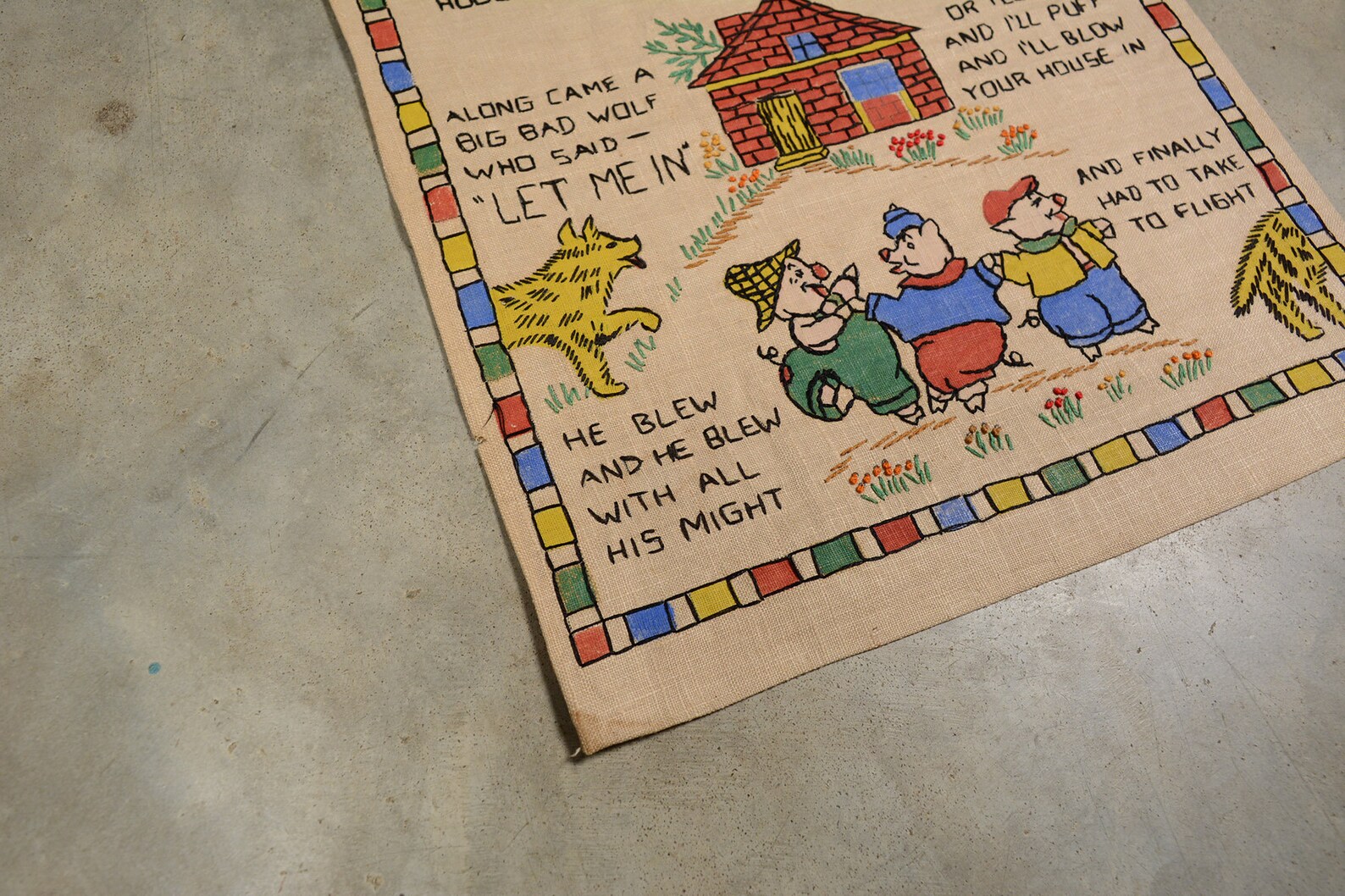 Vintage Antique Three Little Pigs Embroidery Nursery Rhyme - Etsy