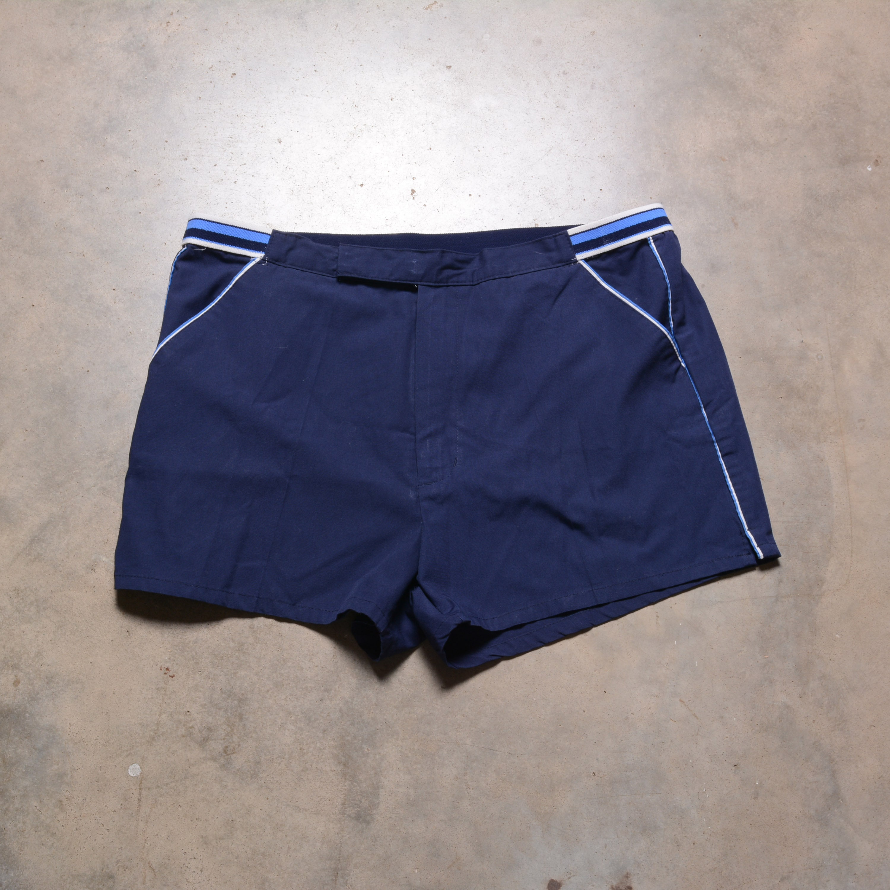 Vintage 70s 80s Royal Knight Trunks Blue White Stripe Waistband Tennis ...