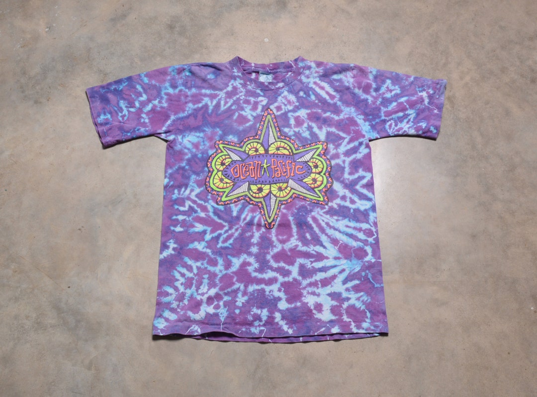 Vintage 90s OP T-shirt Ocean Pacific Purple Tie Dye 1990 Tee Shirt USA ...