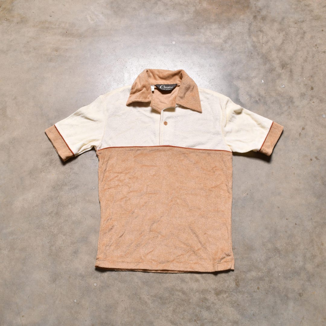 Vintage 70s Polo Shirt Short Sleeve Velour Terry Terrycloth 1970 Men ...