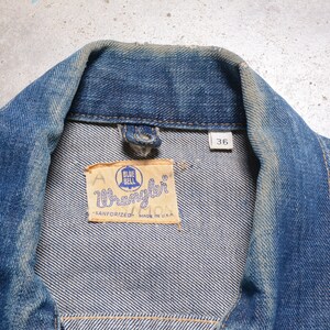 Vintage 50s Denim Jacket Wrangler Blue Jean Jacket Distressed Indigo ...