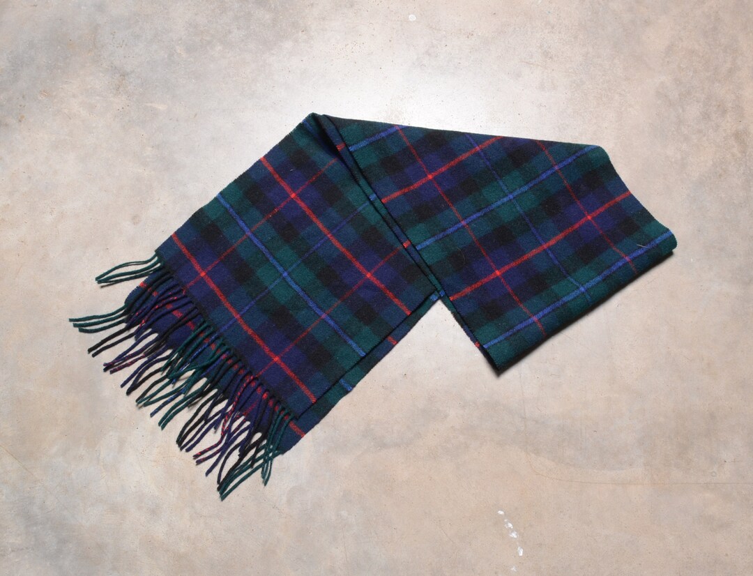 Vintage James Pringle Wool Scarf Blue Red Black Plaid Tartan Flannel ...