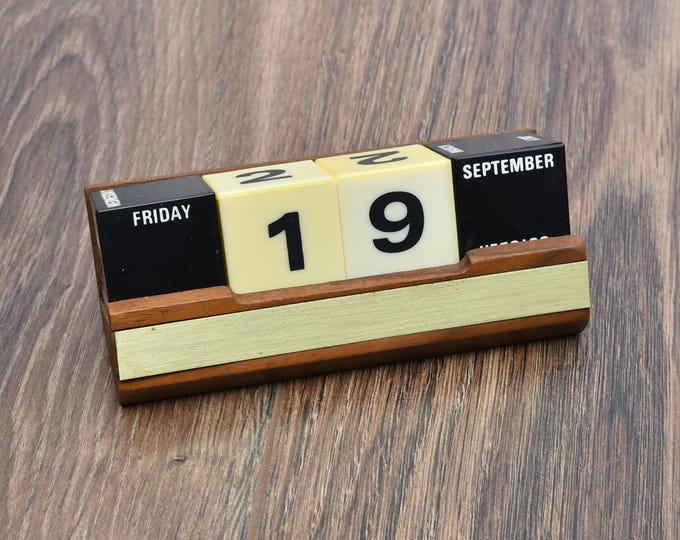 Vintage 60s MCM Perpetual Desk Calendar Rotating Block Park Sherman Mid ...