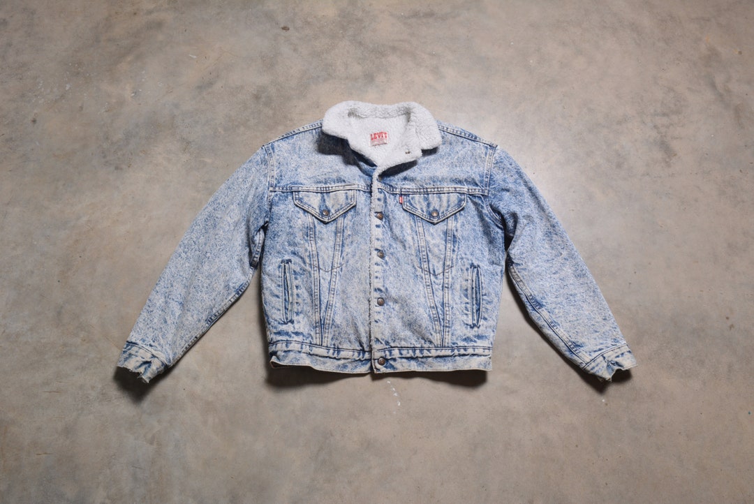 Vintage 80s Levis Trucker Jacket Sherpa Lined Denim Jacket Acid Wash ...