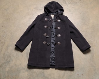 Vintage 80s LL Bean Duffle Coat Navy Green Blackwatch Plaid Vintage 80s LL Bean Duffle Coat Navy Green Blackwatch Plaid