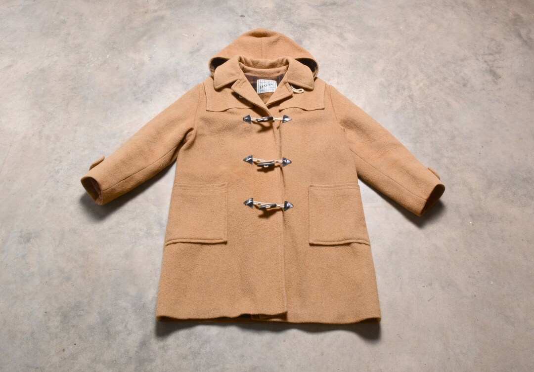Vintage 70s Duffle Coat Tan Beige Toggle Overcoat S/M 38 40 Nautical ...
