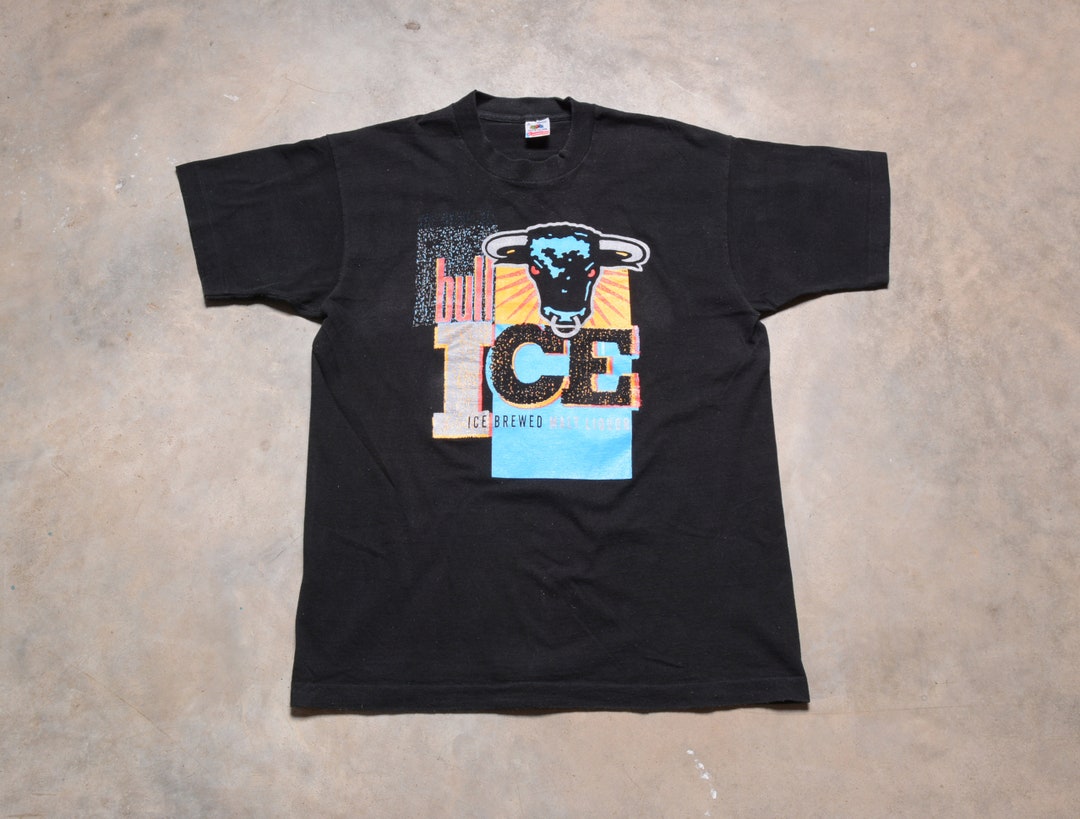 Vintage 80s 90s Schlitz Bull Ice T-shirt Malt Liqour Beer 1980 1990 Men ...